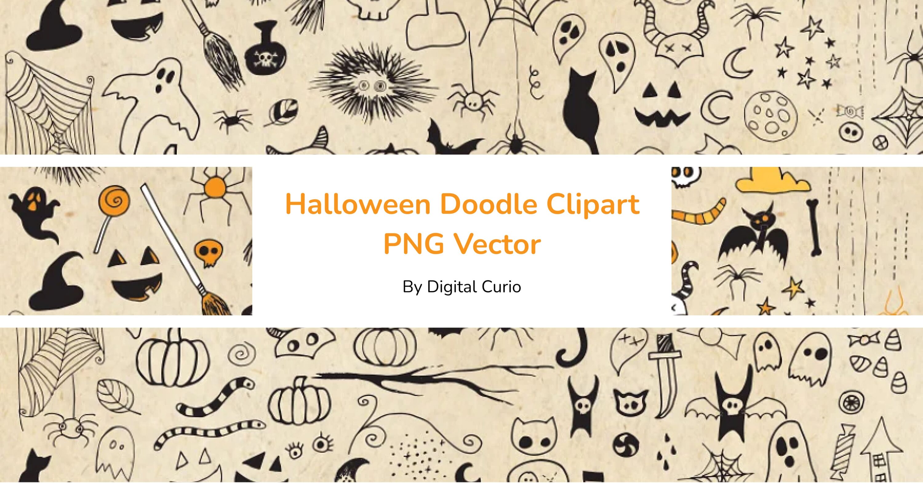 Halloween Doodle Clipart PNG Vector – MasterBundles