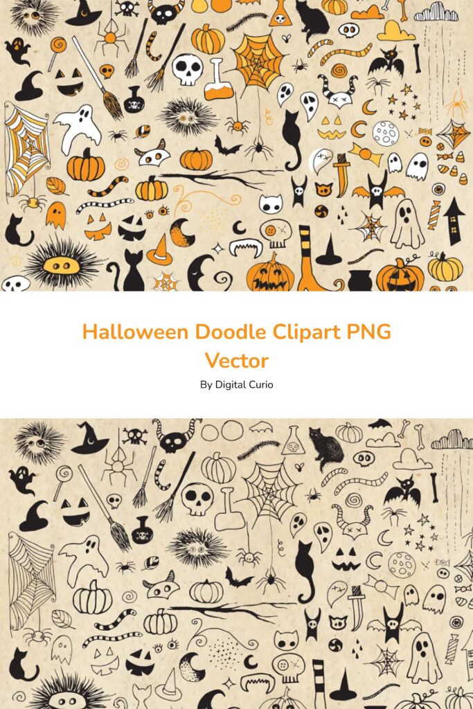 Halloween Doodle Clipart PNG Vector – MasterBundles