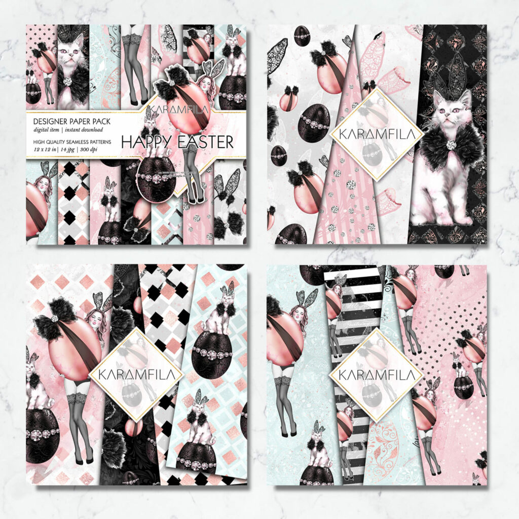 Happy Easter Seamless Patterns – MasterBundles