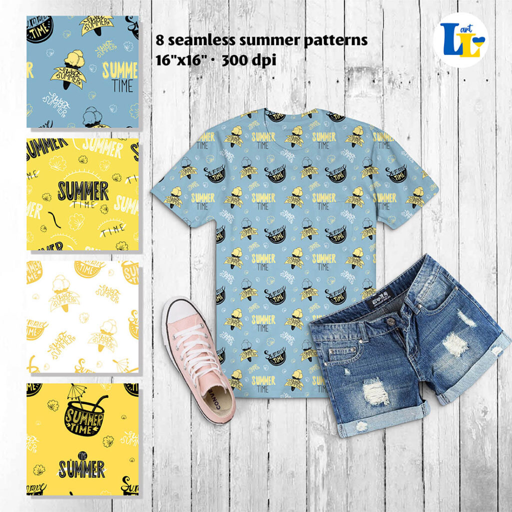 Summer Time Bundle: 12 Vectors and 8 Seamless Pattern - MasterBundles