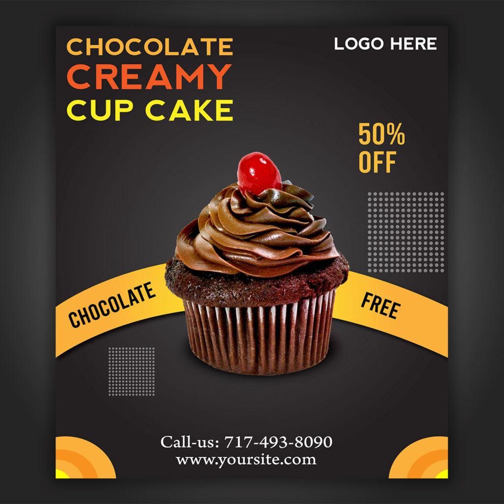 Modern black cupcake social media post design template graphics ...