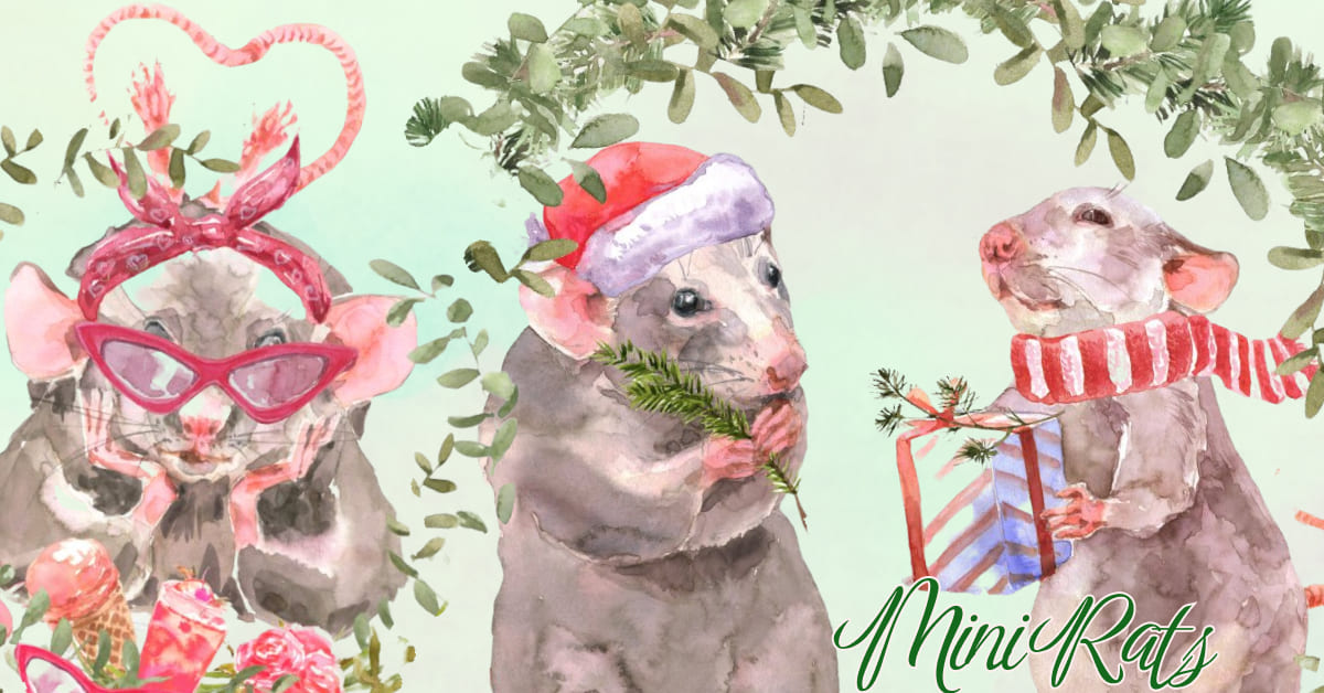 -40% Mini Rats Watercolor Collection – MasterBundles