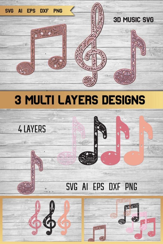 Music SVG Bundle | 3d Layered Music Notes SVG | Treble Clef – MasterBundles