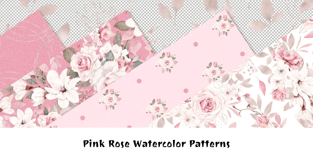 Pink Rose Watercolor Patterns – MasterBundles