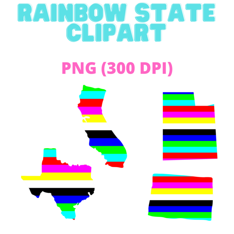 50 Rainbow Filled State Clip Art Images - MasterBundles