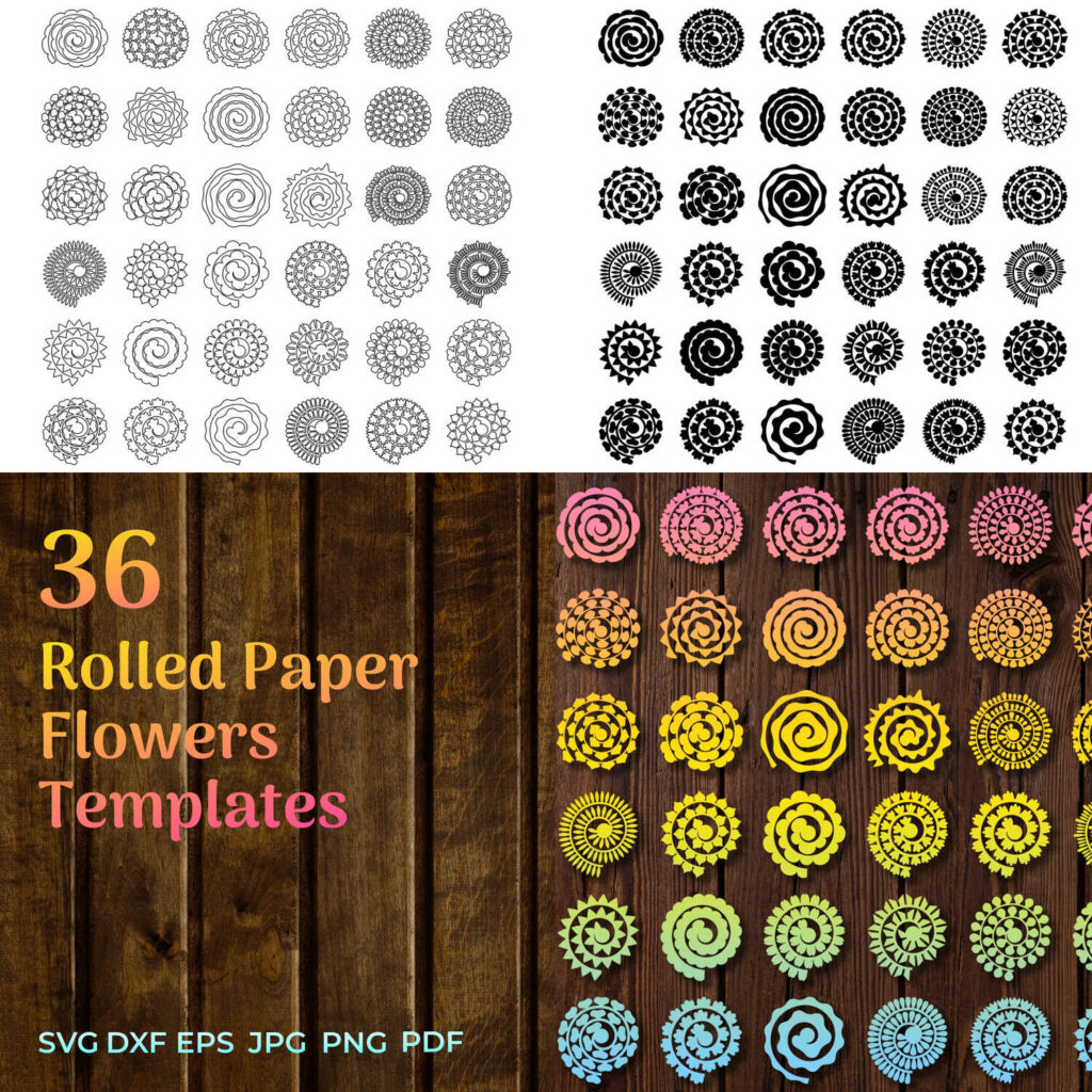 Rolled Paper Flowers SVG. Rolled Flower SVG. Paper cut Flower ...