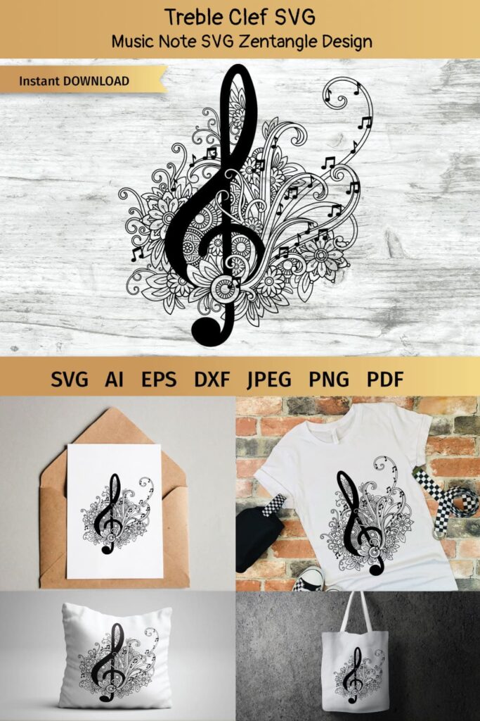 Treble Clef SVG | Music Note SVG Zentangle Design – MasterBundles