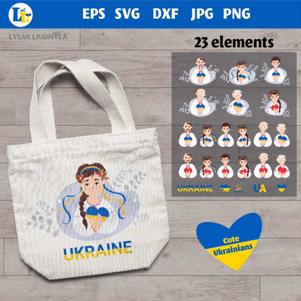Vector clipart with cute Ukrainian characters. “I’m from Ukraine ...