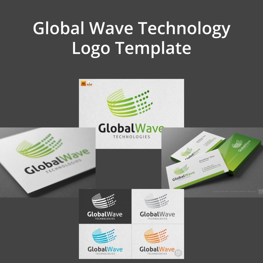 Global Wave Technology Logo Template – MasterBundles