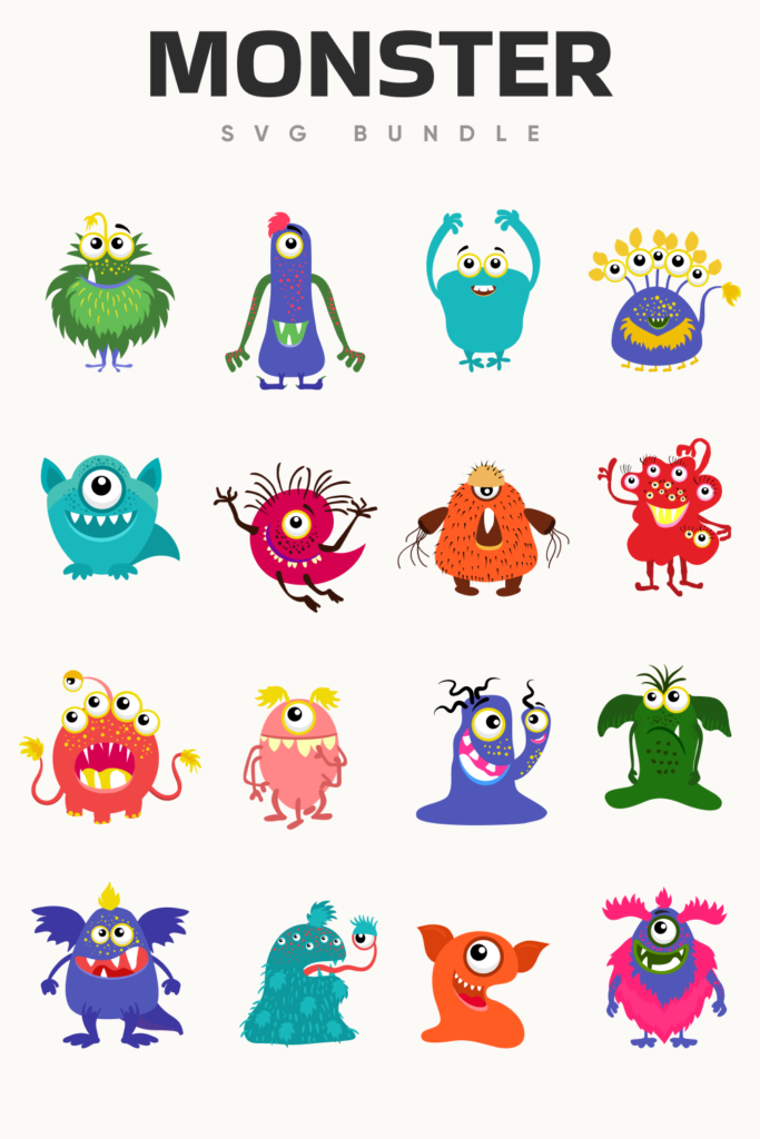 16 Monster SVG Designs – MasterBundles