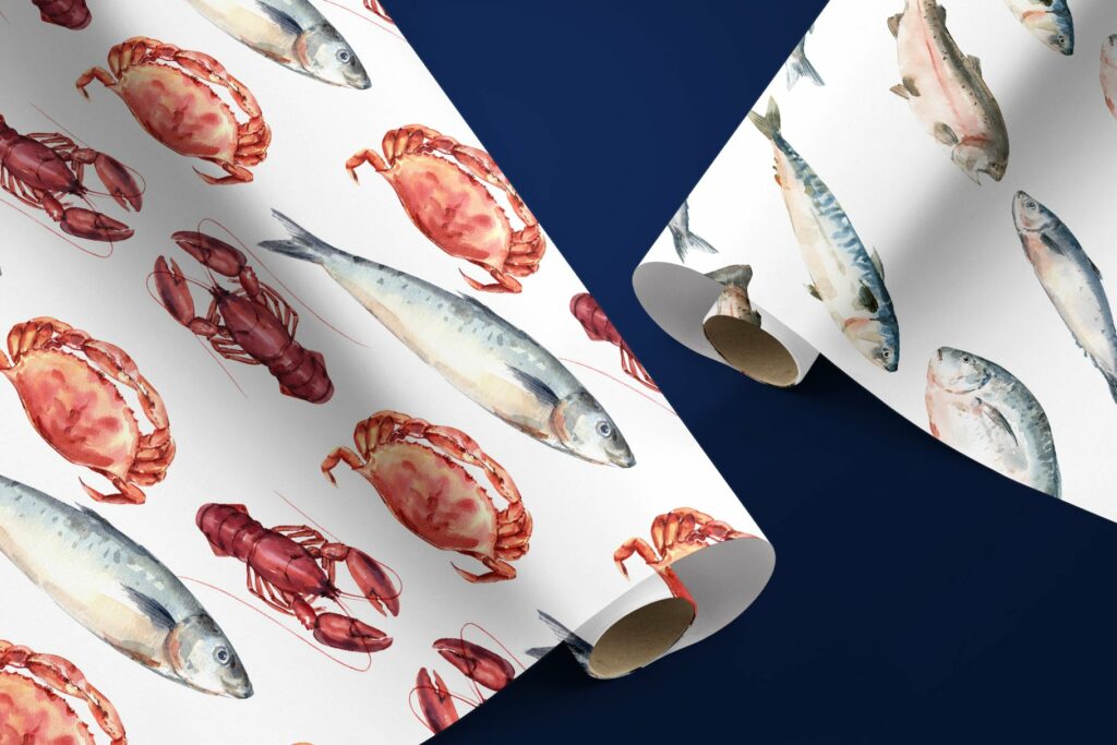 Seafood Watercolor Illustration Set – MasterBundles