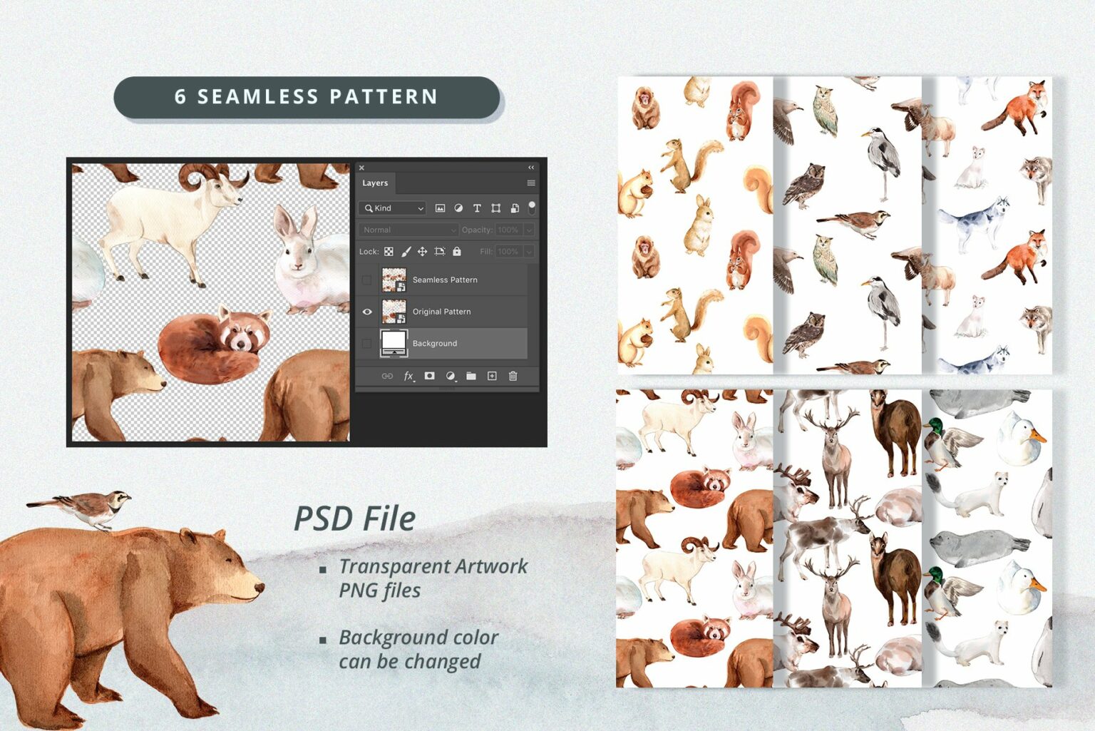 Winter Animals Watercolor – MasterBundles