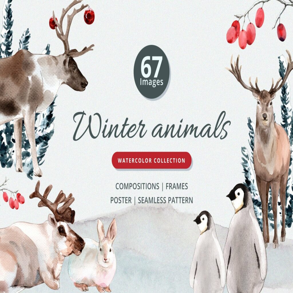 Winter Animals Watercolor – MasterBundles