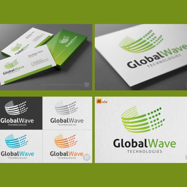 Global Wave Technology Logo Template – MasterBundles