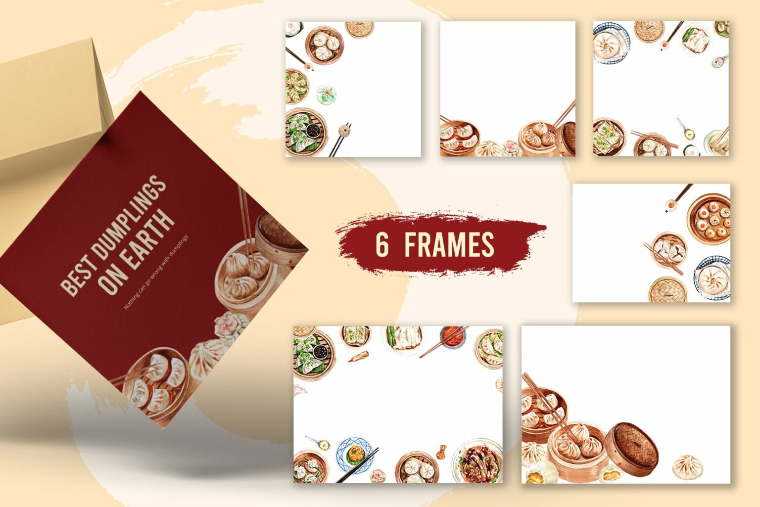 Dimsum Watercolor Illustration Set – MasterBundles