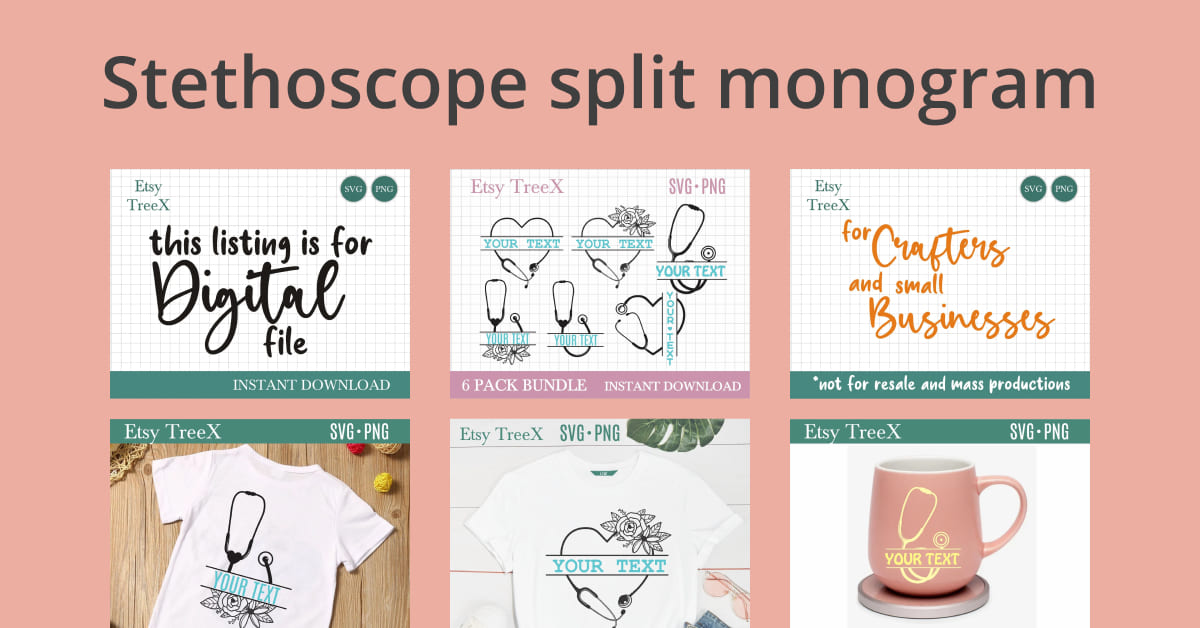 Stethoscope Split Monogram SVG Bundle by Oxee – MasterBundles