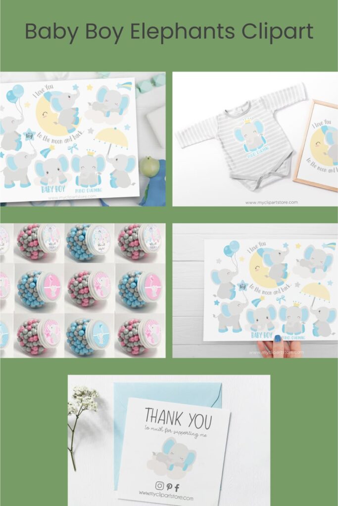 Baby Boy Elephants Clipart + SVG – MasterBundles