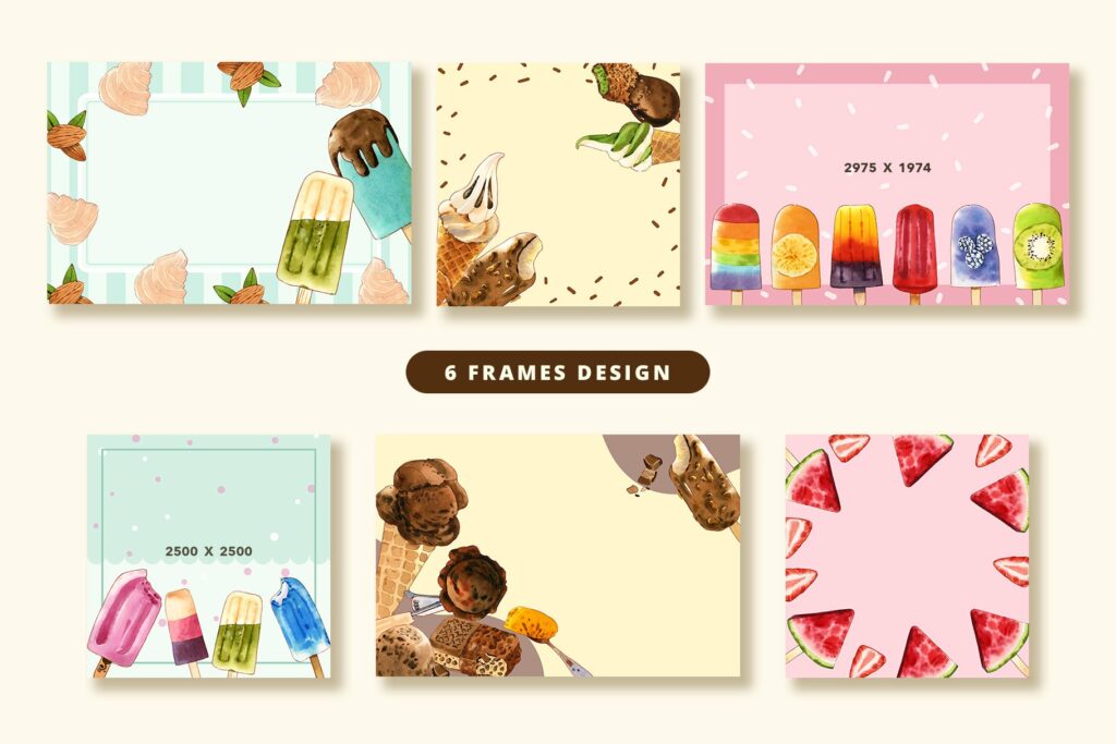 Ice Cream Sweet Set Watercolor – MasterBundles