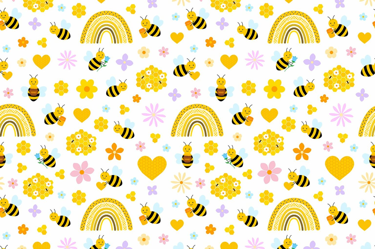 Bees pattern. Honey pattern. Bee SVG – MasterBundles