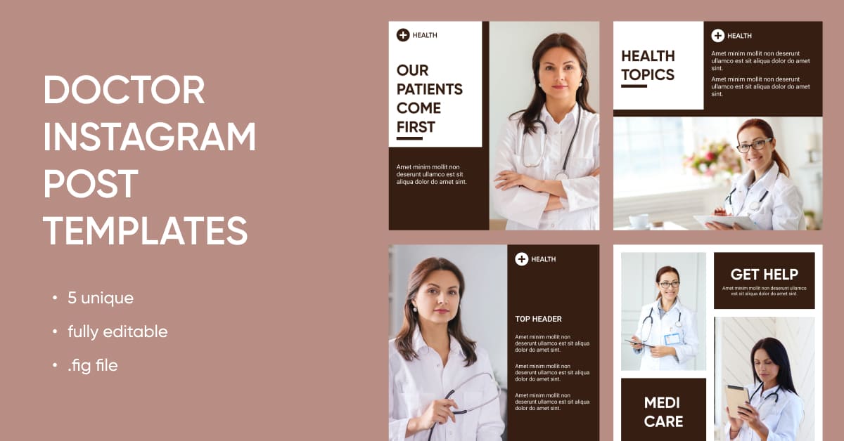 5 Doctor Instagram Post Templates – MasterBundles