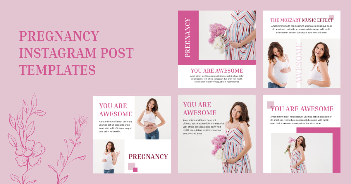 5 Pink Pregnancy Instagram Post Templates – MasterBundles