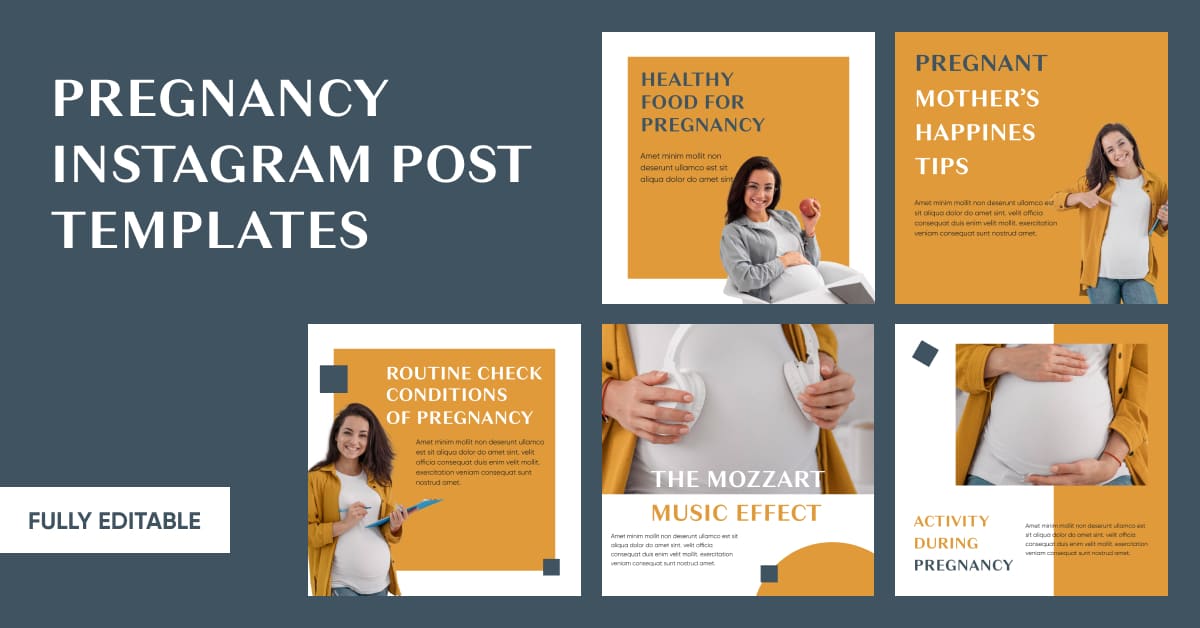 5 Yellow Pregnancy Instagram Post Templates – MasterBundles