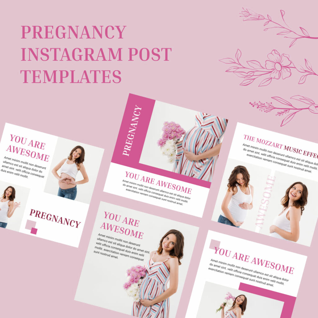5 Pink Pregnancy Instagram Post Templates – MasterBundles