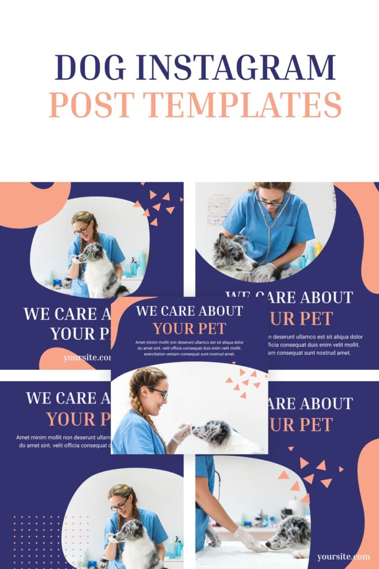 5 Dog Instagram Post Templates Blue Color – MasterBundles