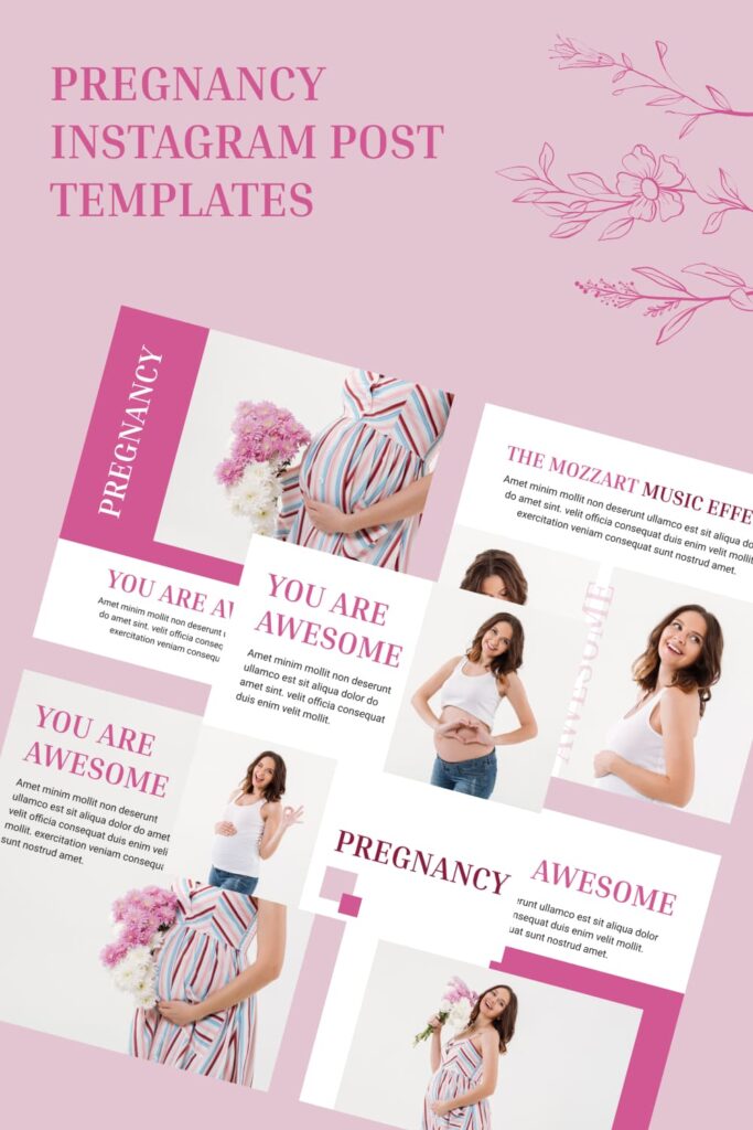 5 Pink Pregnancy Instagram Post Templates – MasterBundles