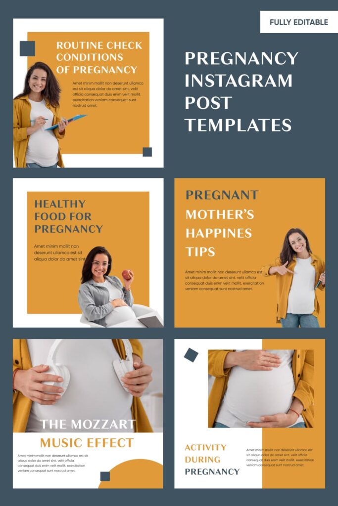 5 Yellow Pregnancy Instagram Post Templates – MasterBundles