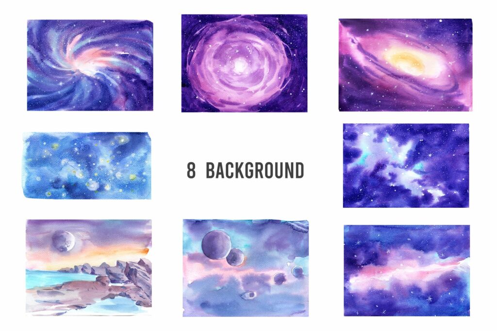 Space Galaxy Astronaut Watercolor – MasterBundles