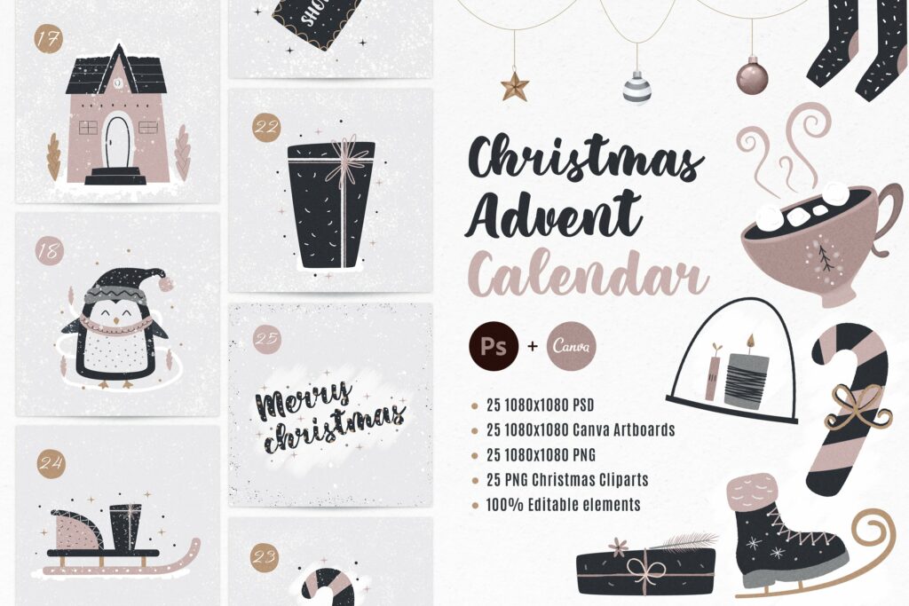 Canva PSD Christmas Advent Calendar – MasterBundles