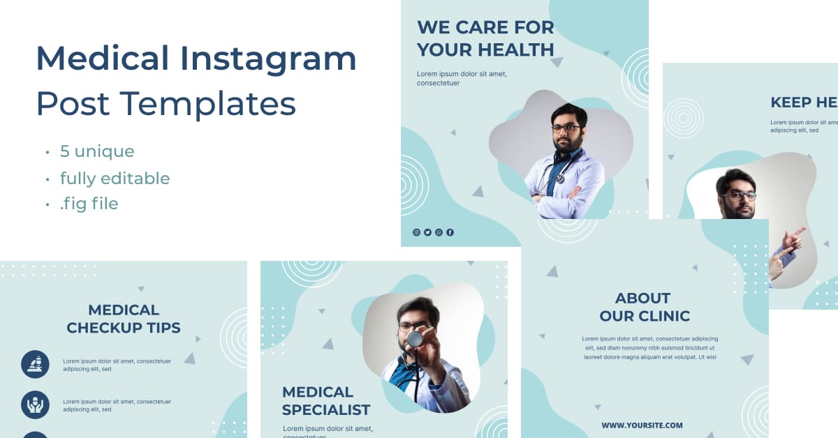 5 Medical Instagram Post Templates – MasterBundles