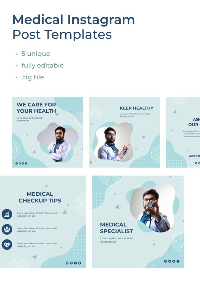 5 Medical Instagram Post Templates – MasterBundles