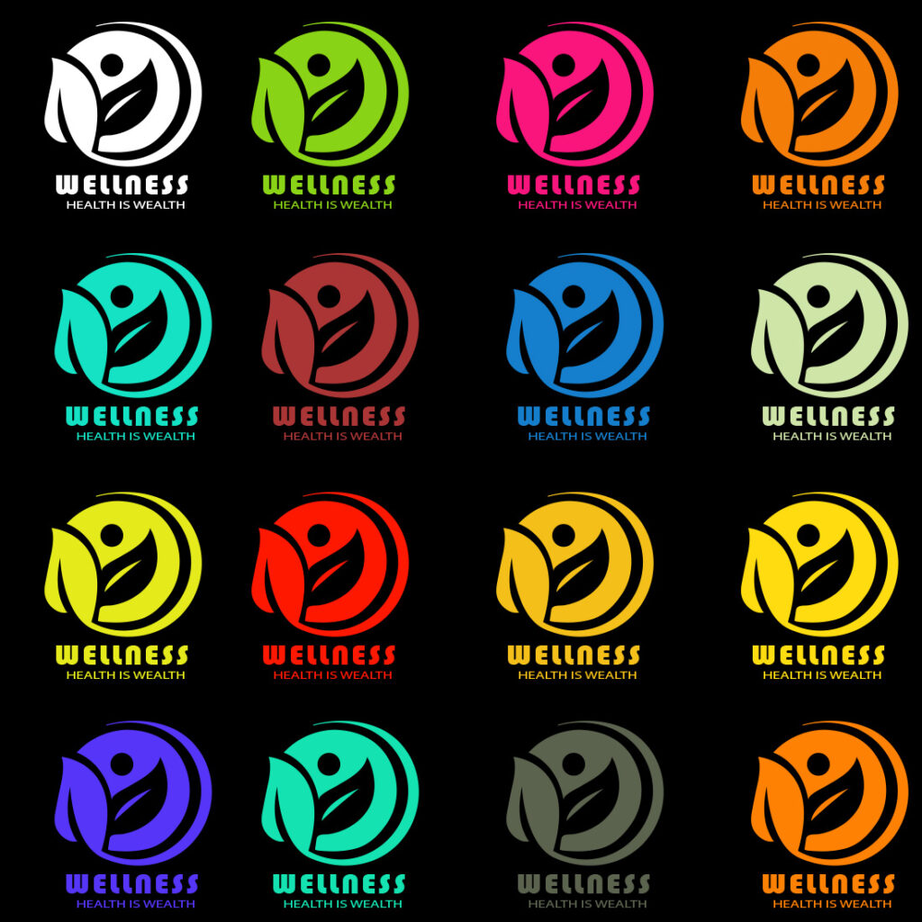 Wellness logo - 3+4 & 16 different color variations-20$ - MasterBundles