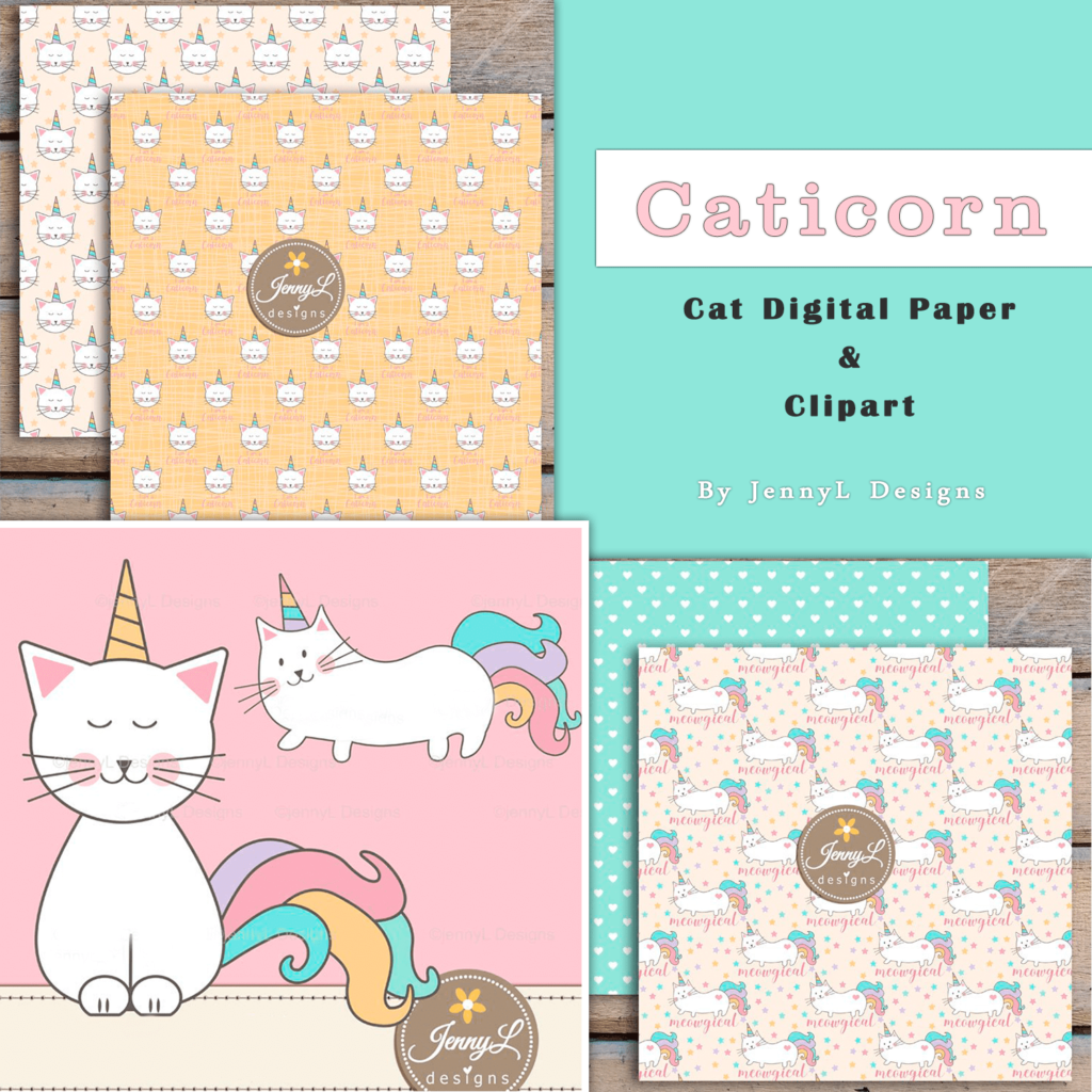 Caticorn Cat Digital Paper & Clipart – MasterBundles