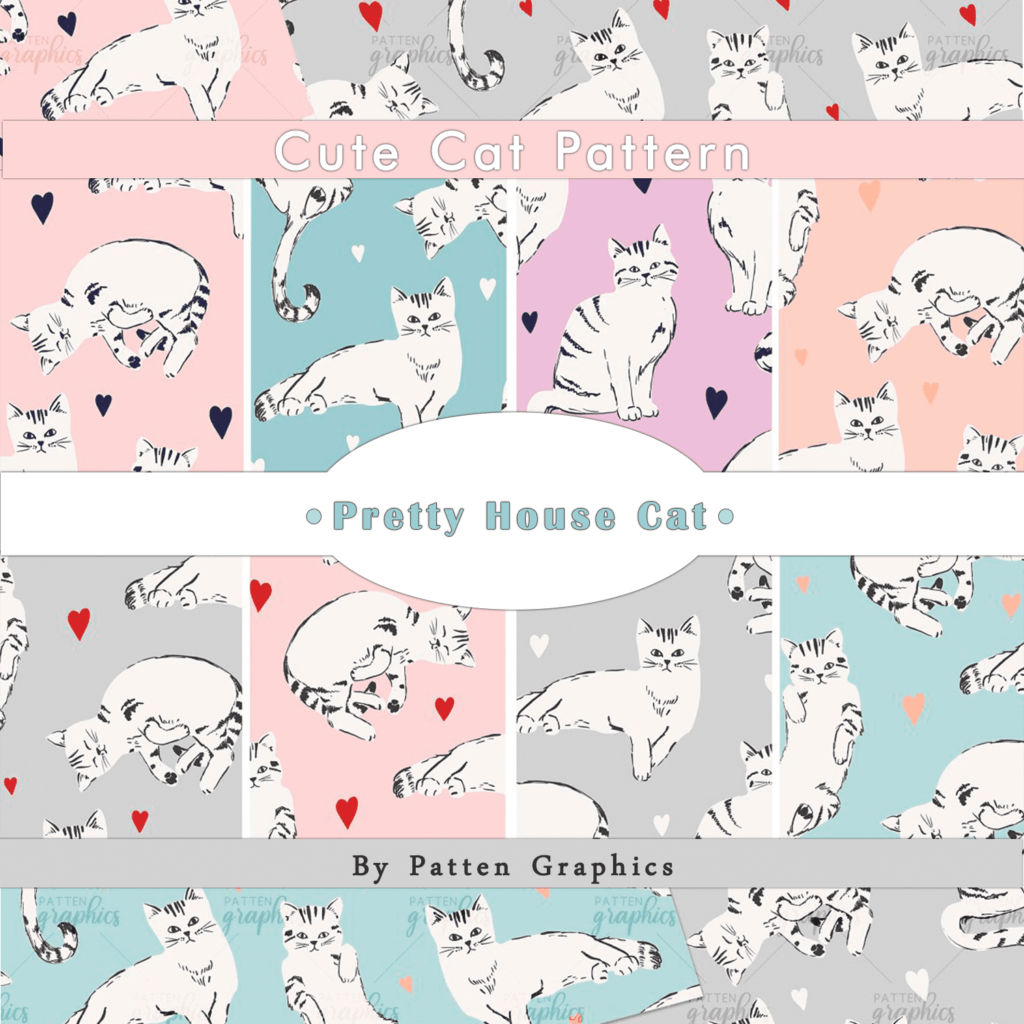 Cute Cat Pattern - Pretty House Cat – MasterBundles