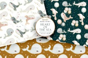 Watercolor Whale Digital Papers – MasterBundles