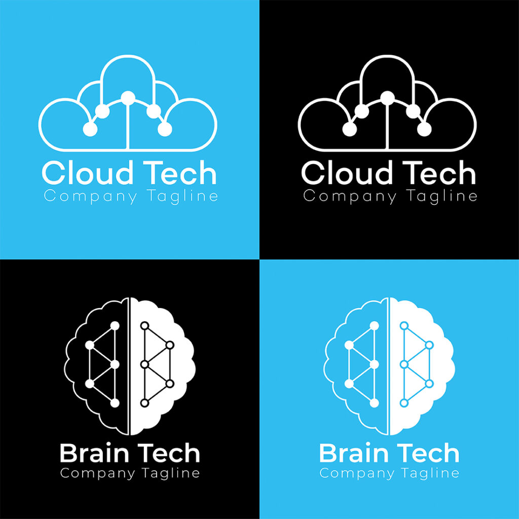 Pair of two Tech logos - MasterBundles