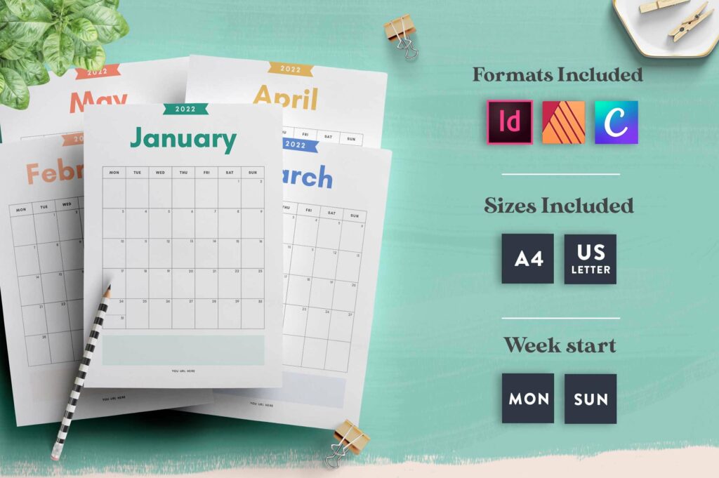 2022 Calendar Template Canva – MasterBundles