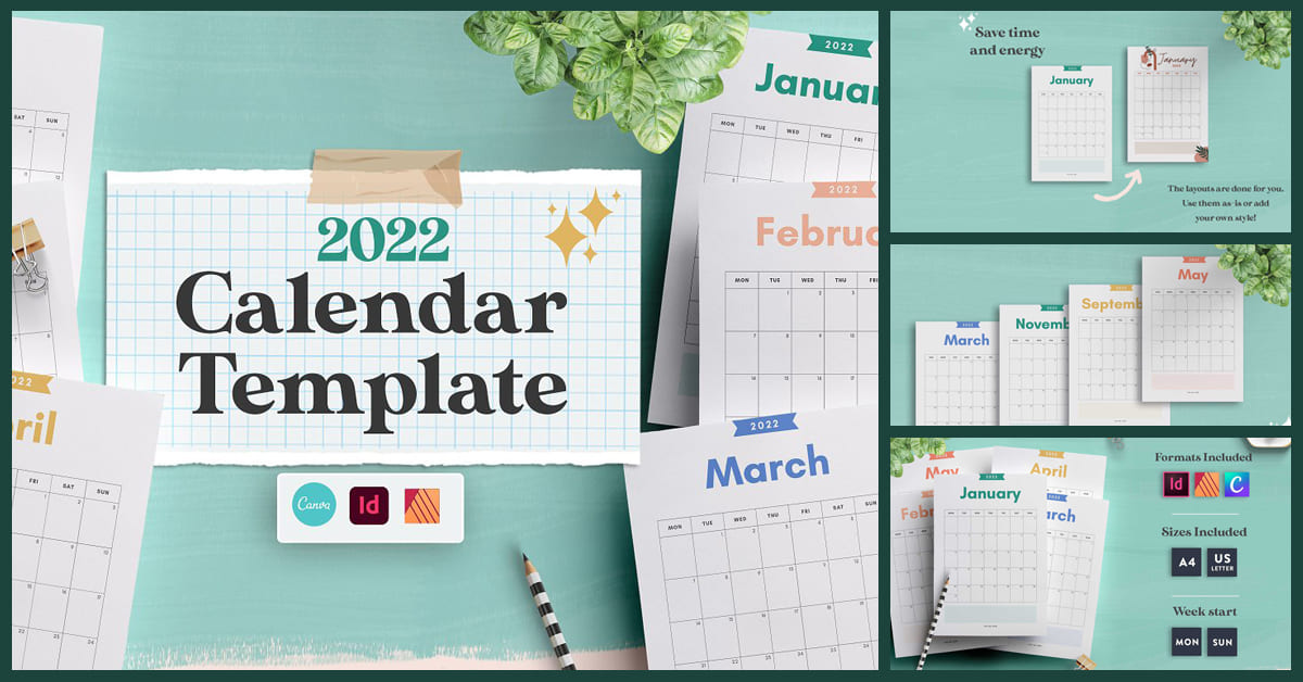 2022 Calendar Template Canva – MasterBundles