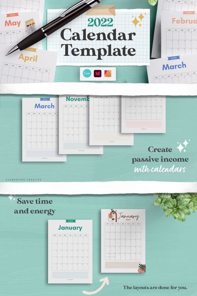 2022 Calendar Template Canva – MasterBundles