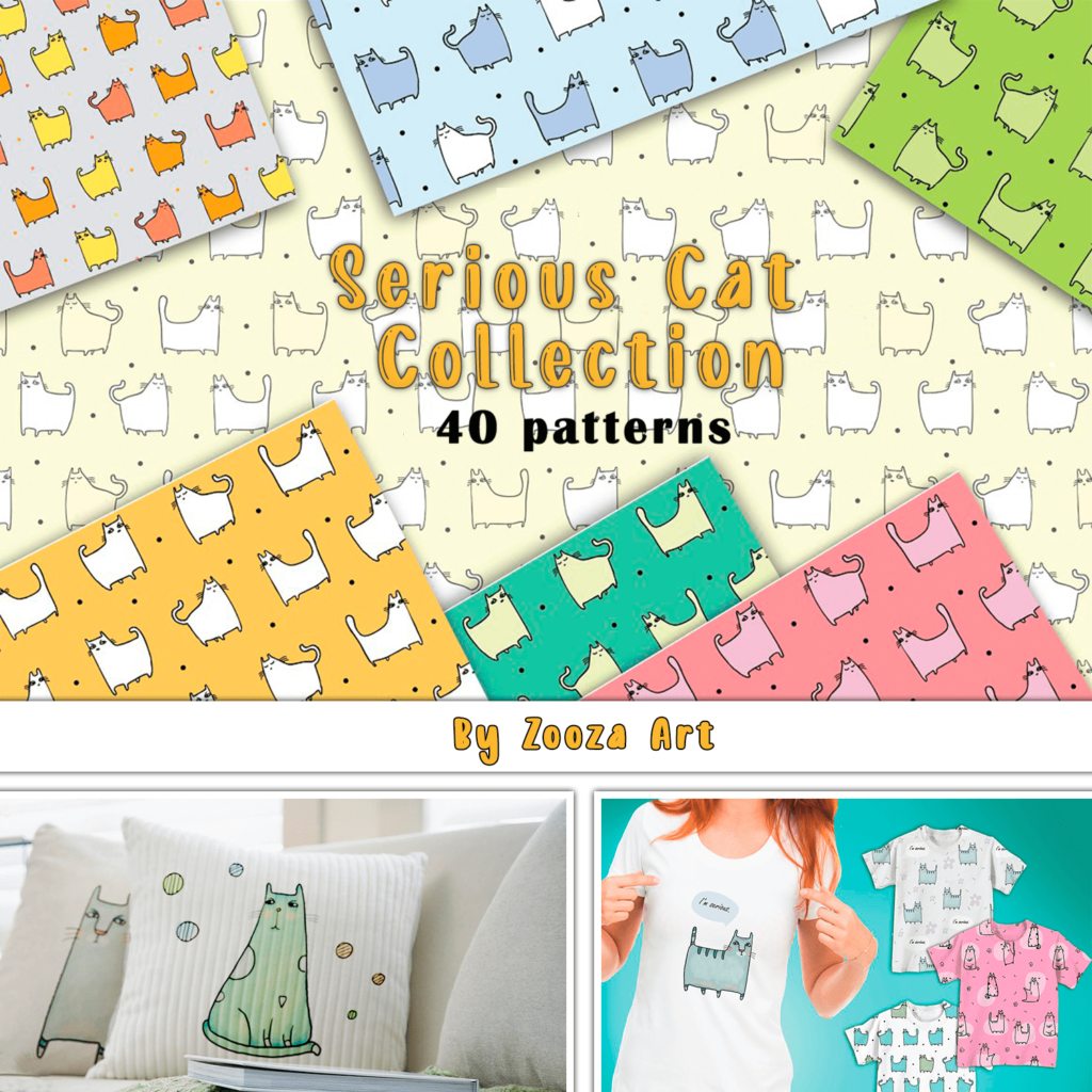 Serious Cat Collection - 40 patterns – MasterBundles