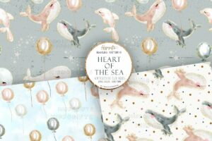 Watercolor Whale Digital Papers – MasterBundles
