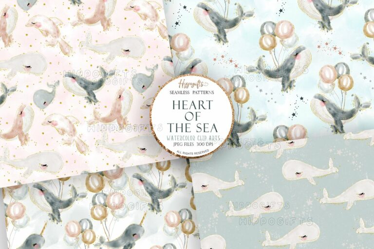Watercolor Whale Digital Papers – MasterBundles