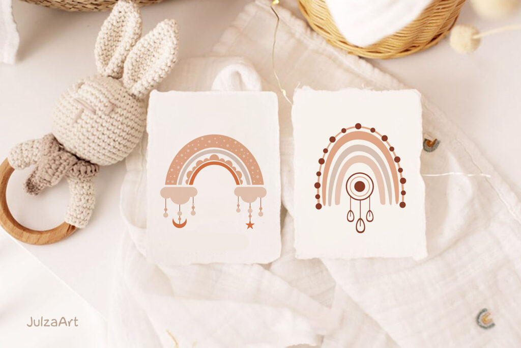 Boho rainbow clipart, Bohemian rainbows SVG PNG - MasterBundles