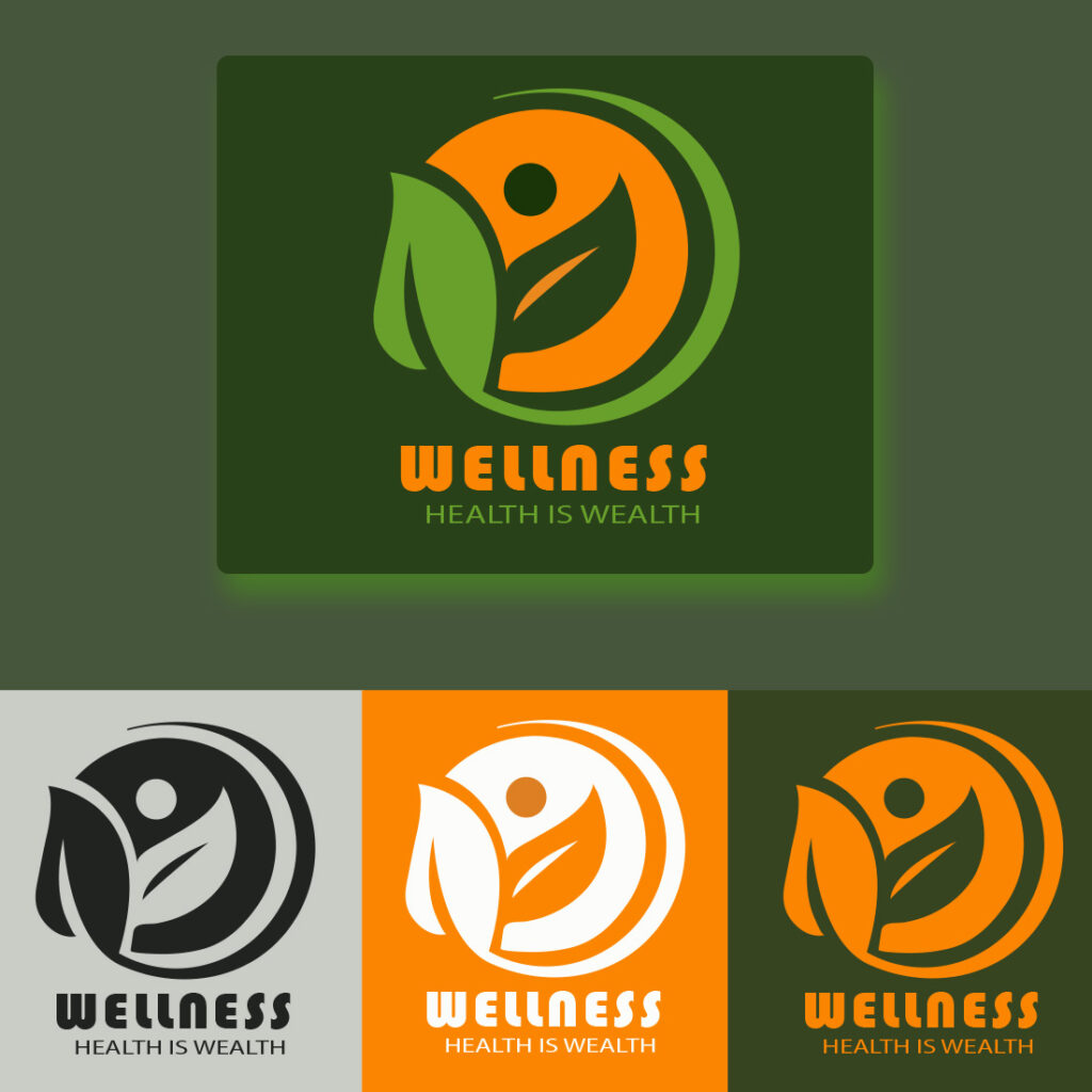 Wellness logo - 3+4 & 16 different color variations-20$ - MasterBundles