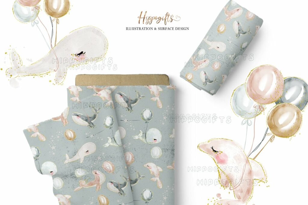Watercolor Whale Digital Papers – MasterBundles