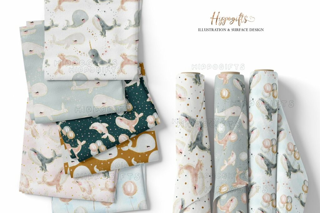 Watercolor Whale Digital Papers – MasterBundles