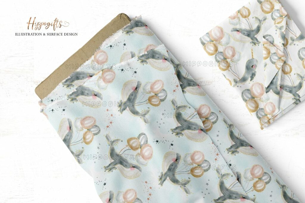 Watercolor Whale Digital Papers – MasterBundles